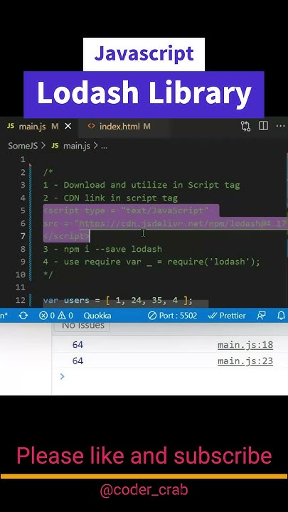 Lodash in javascript #shorts - YouTube