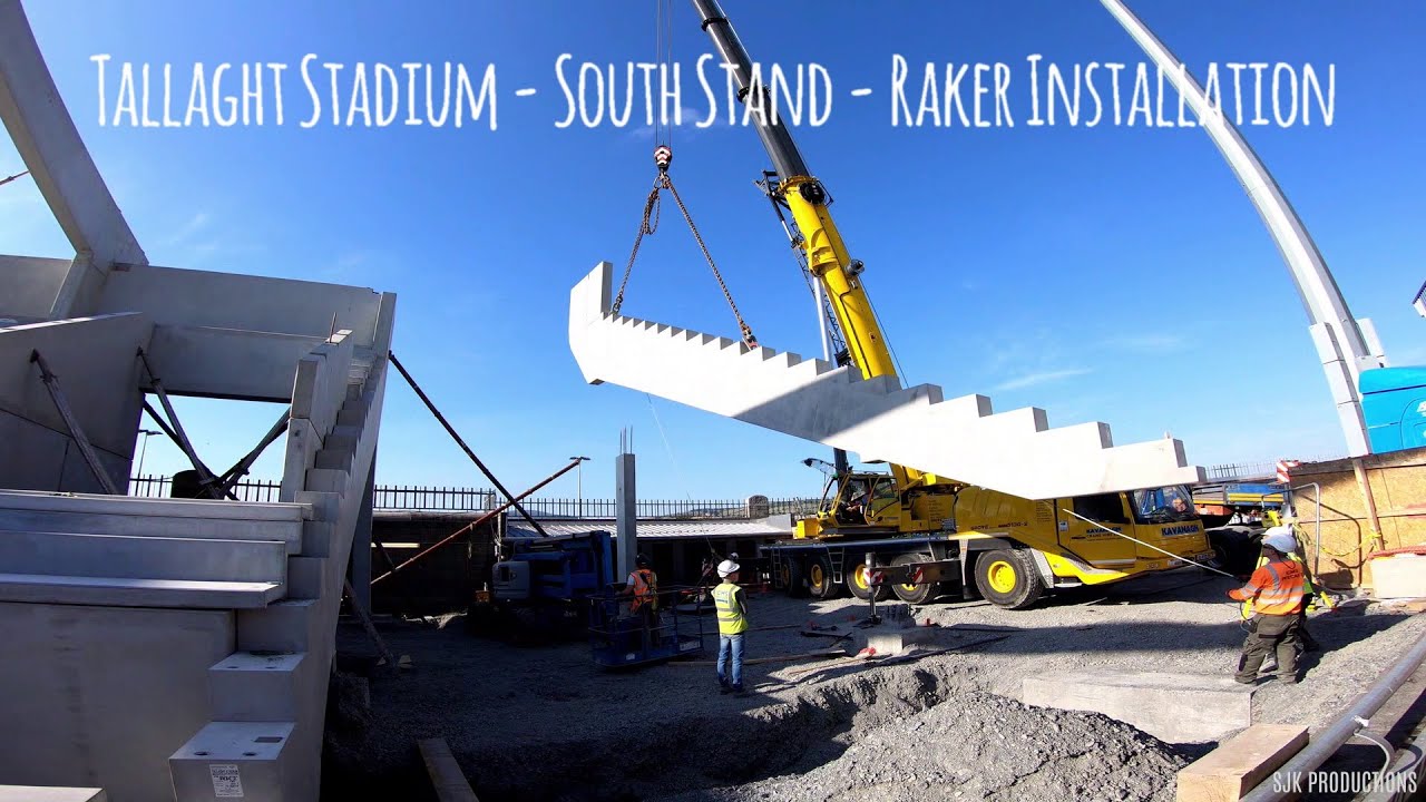 Tallaght Stadium - South Stand - Raker Installation - YouTube