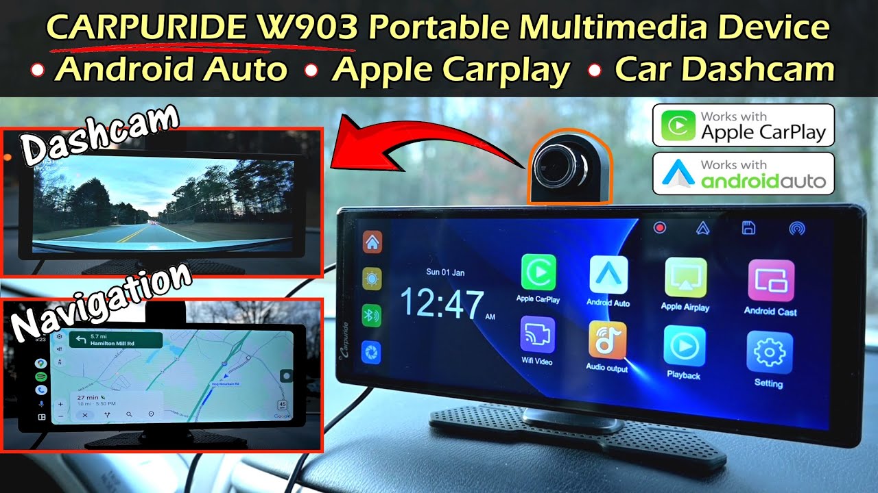 CARPURIDE W903 | Wide Screen Dash Camera & Android Auto / Apply CarPlay ...