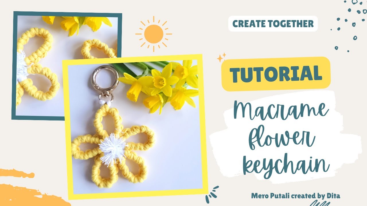 🌼 DIY | Macrame Flower keychain Tutorial. How to make a flower keychain ...