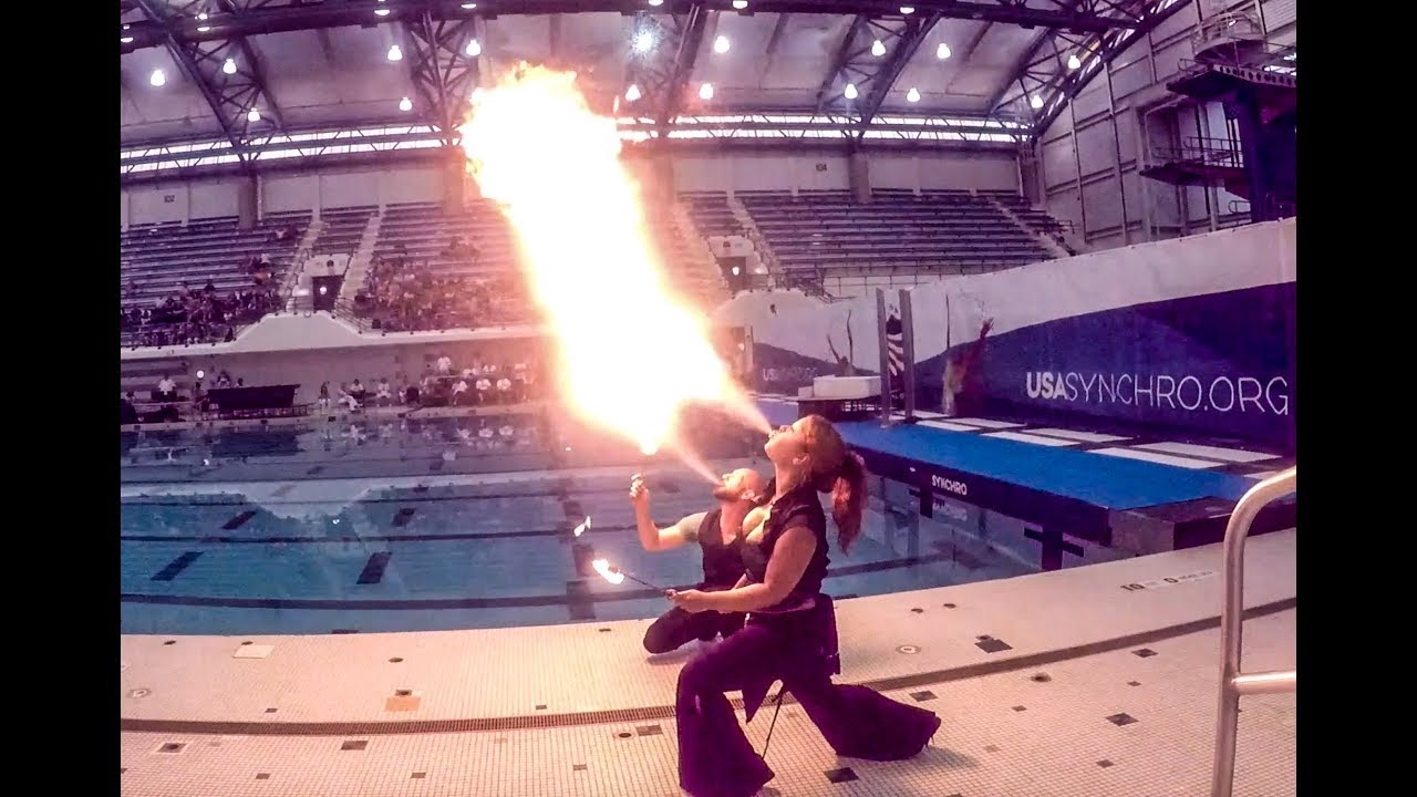 NY Fire Performers at The Synchronized Swimming Championships at Nassau ...