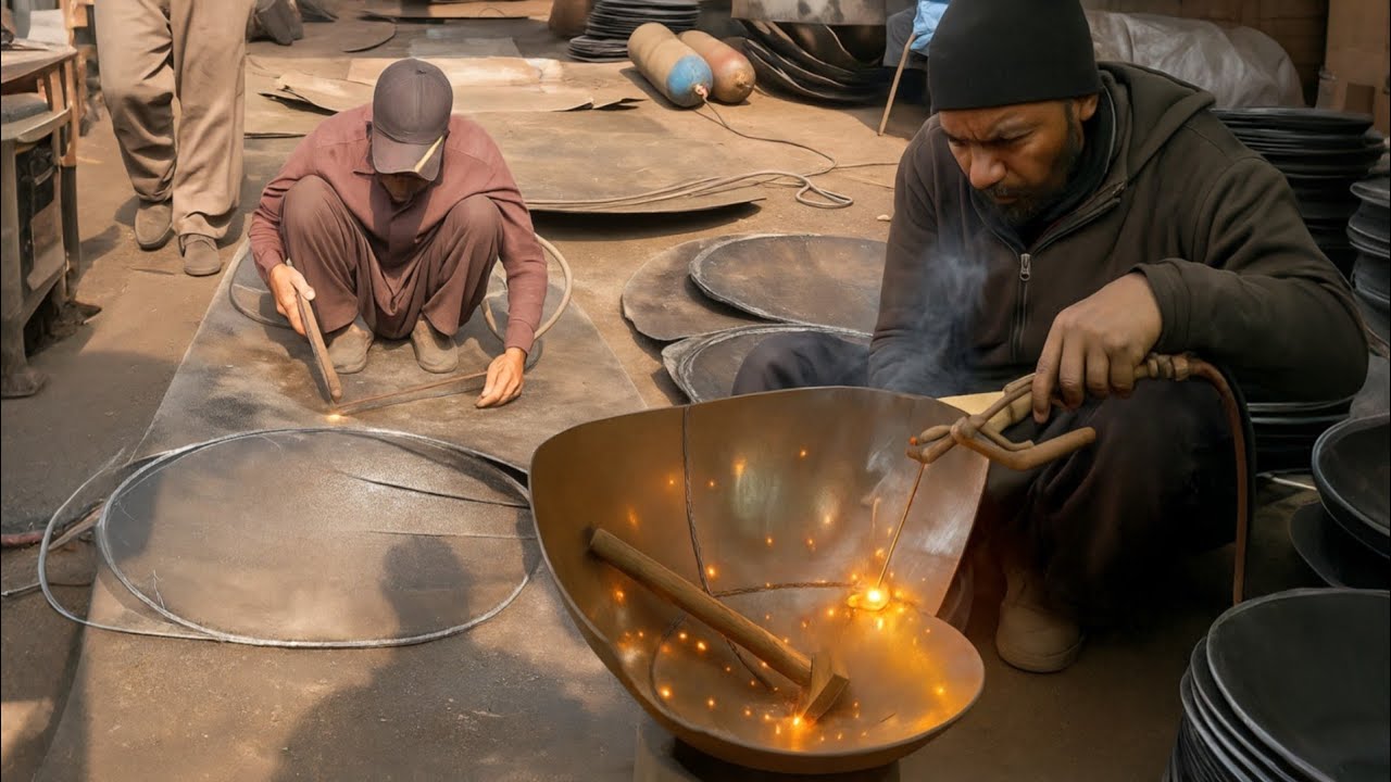 Unbelievable Process of Making Massive Round Bottom Frying Pan from ...