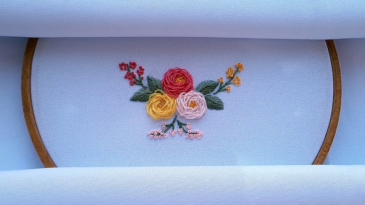 Hand Embroidery Roses Stem stitch Embroidery for beginners - YouTube