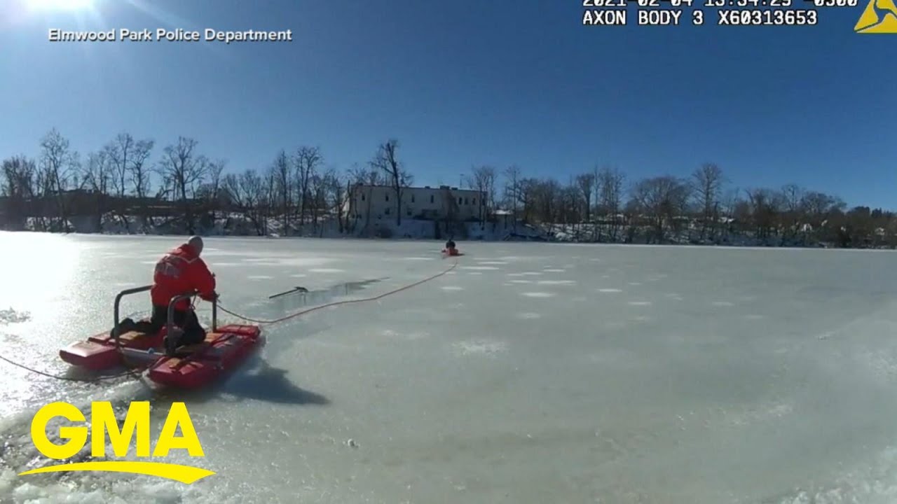Dramatic rescues of people falling through ice caught on tape l GMA ...