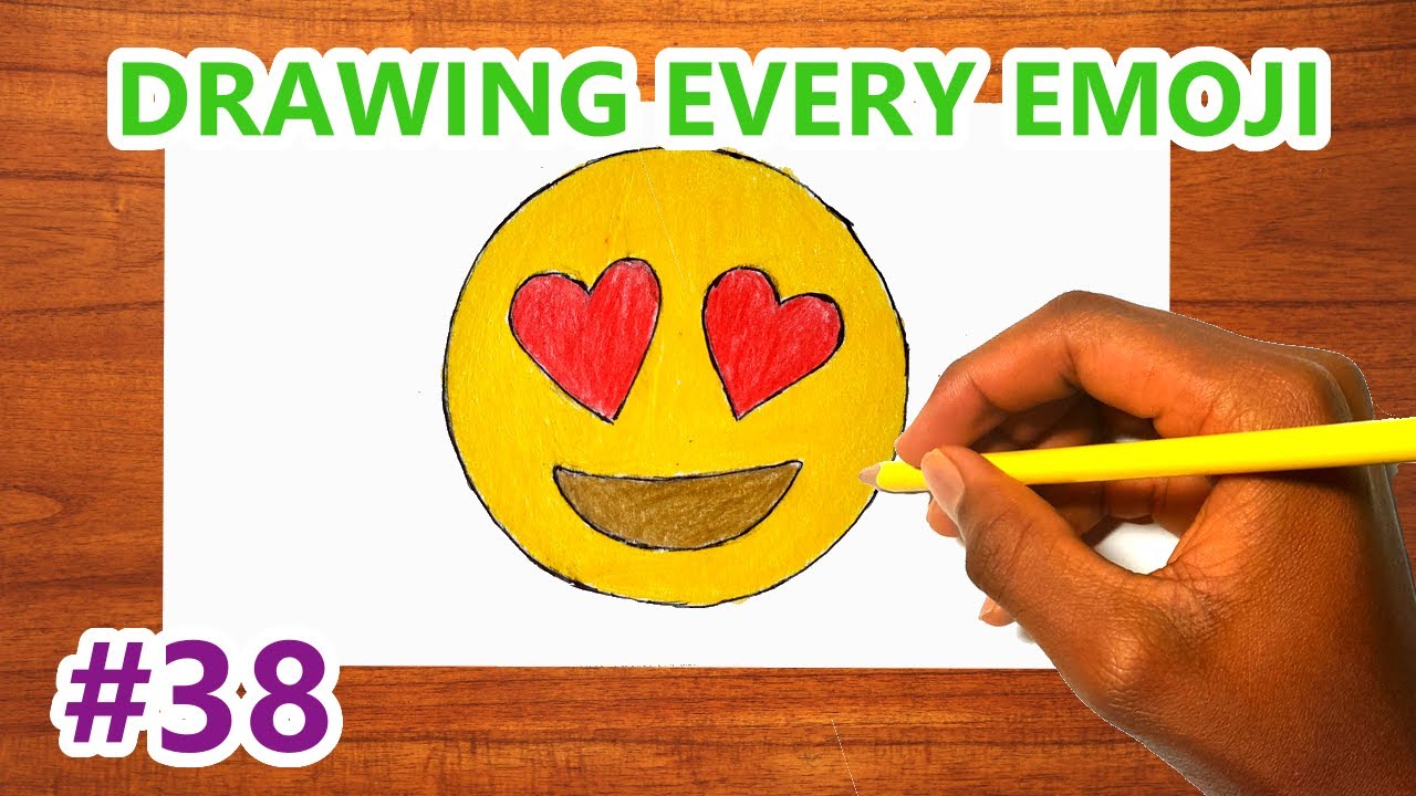 How to draw the smiling face with heart eyes emoji - YouTube