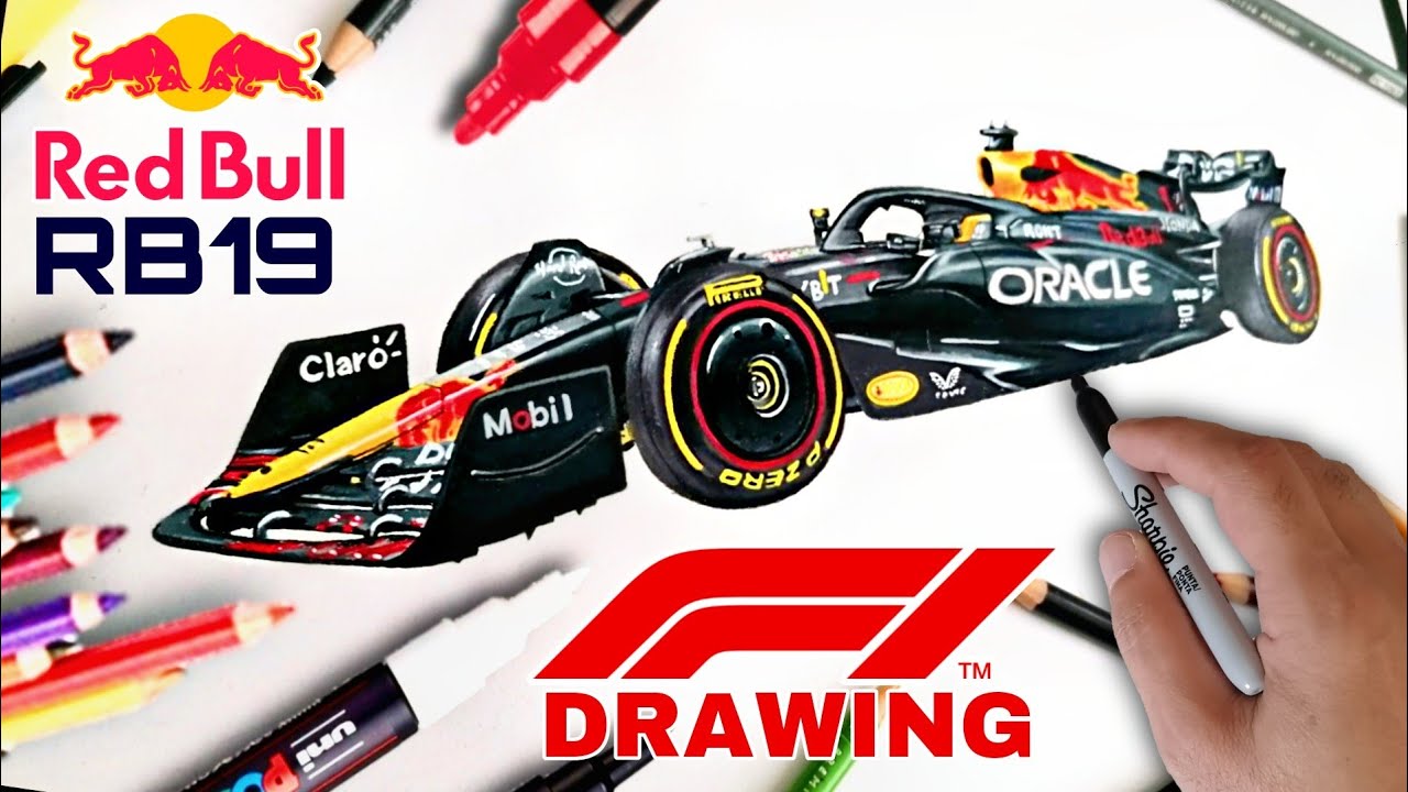 Drawing F1 RB19 RED BULL RACING | Realistic Drawing | CunsArt - YouTube