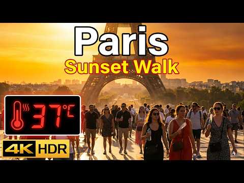 PARIS HEATWAVE 2026_ Sunset Walk in 37°C Heat 🥵 | Eiffel Tower Walking Tour [4K HDR 60fps]