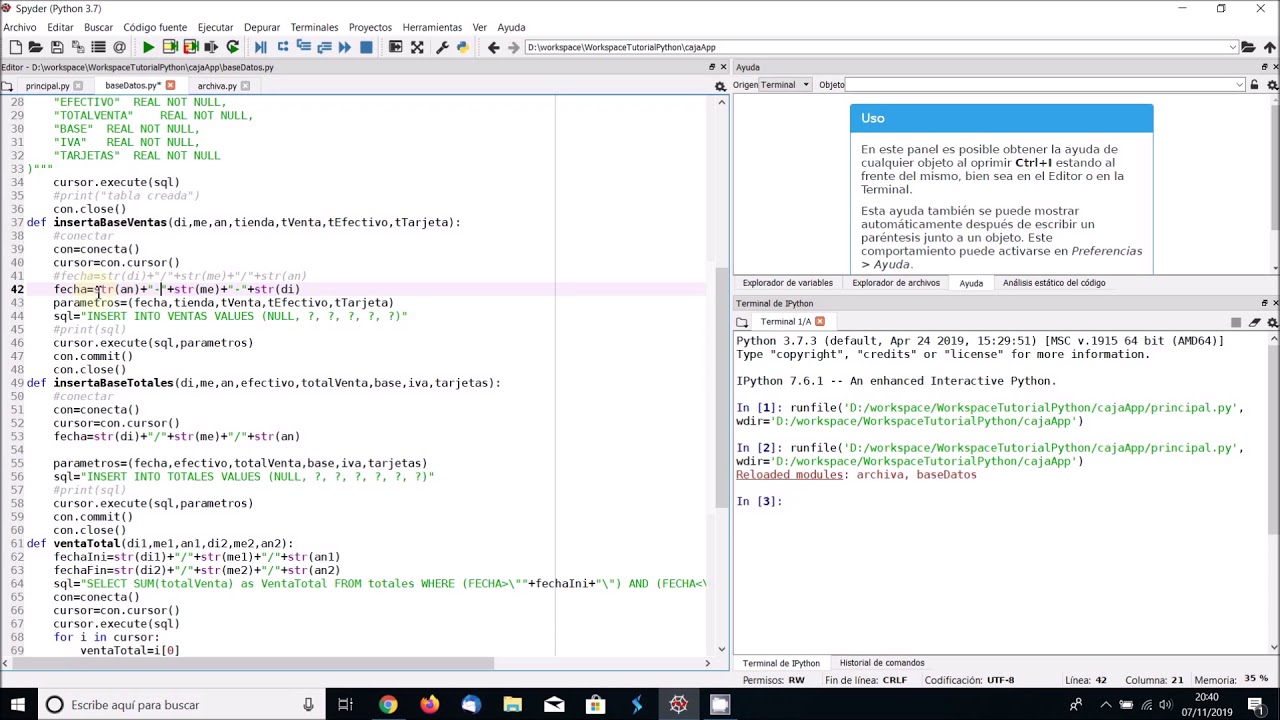 53 Python. App Cajas Consulta Totales correccion formato Fecha - YouTube