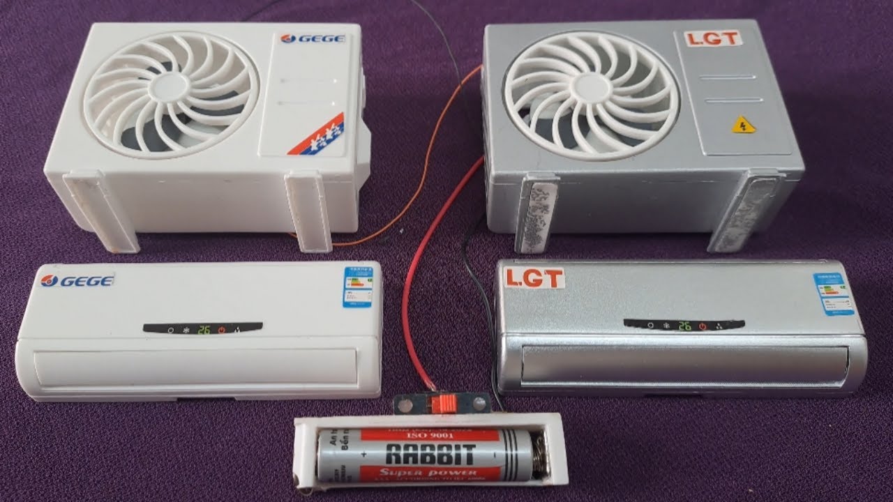 Video of 2 mini toy air conditioner fans || AC using batteries - YouTube