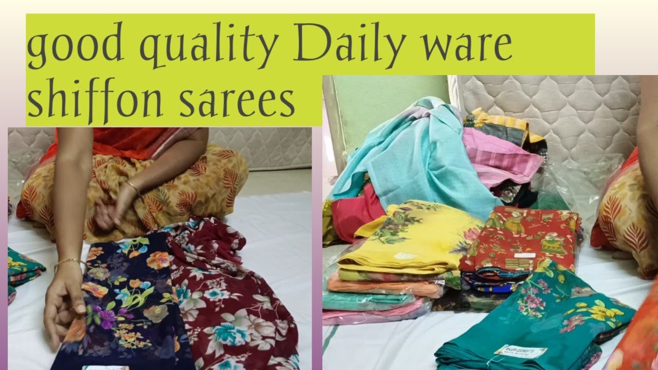 Daily ware shiffon sarees. 8074851919 - YouTube