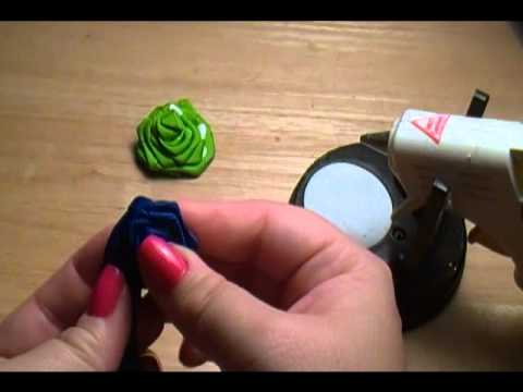 How to make a rolled ribbon rose - YouTube