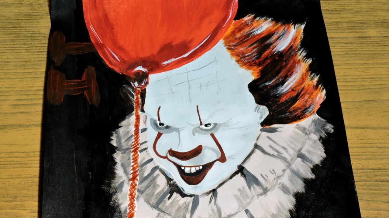 Pennywise painting with acrylic colours - YouTube