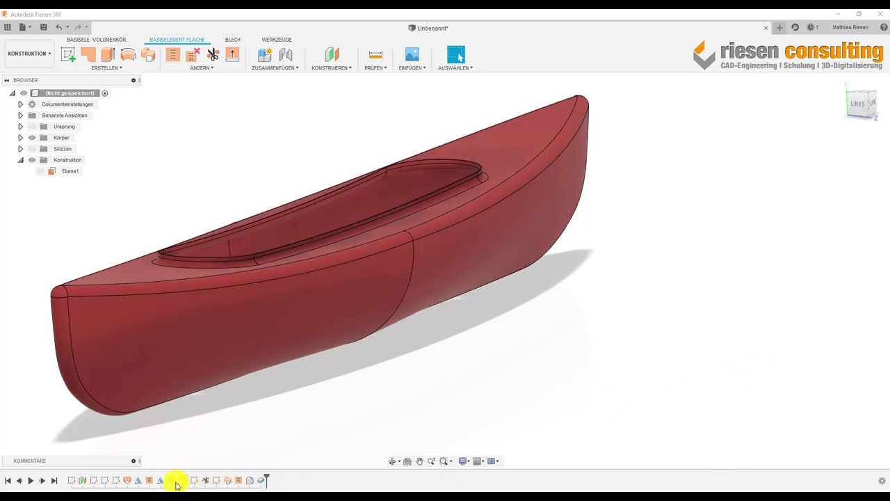 Autodesk Fusion 360 Teil 1/2 - Surface Modeling Boat Boot Konstruktion ...