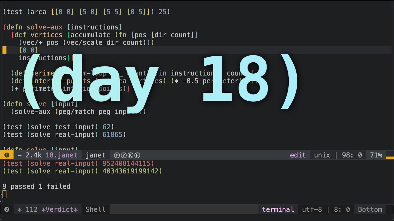 Advent of Code 2023 in Janet - Day 18 - YouTube