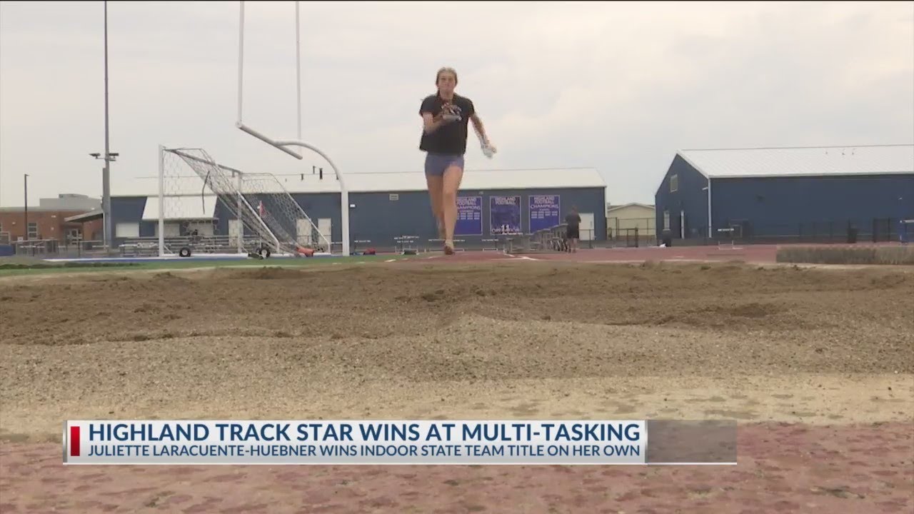 Highland track star wins indoor state team title all by herself - YouTube