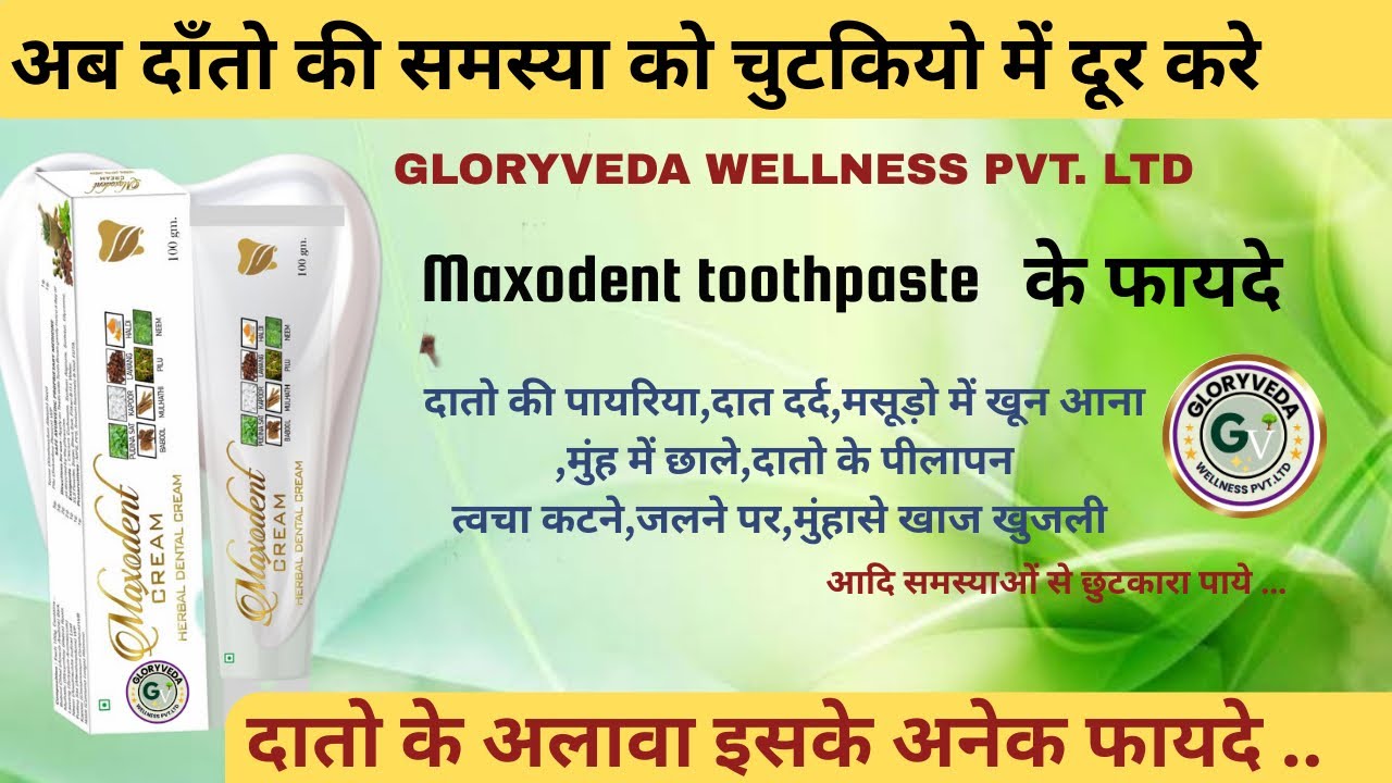 Maxodent Toothpaste Benefits in Hindi | Gloryveda wellness pvt .Ltd ...