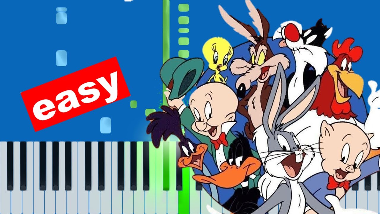 Looney Tunes Theme Song (Slow Easy) Piano Beginner Tutorial - YouTube