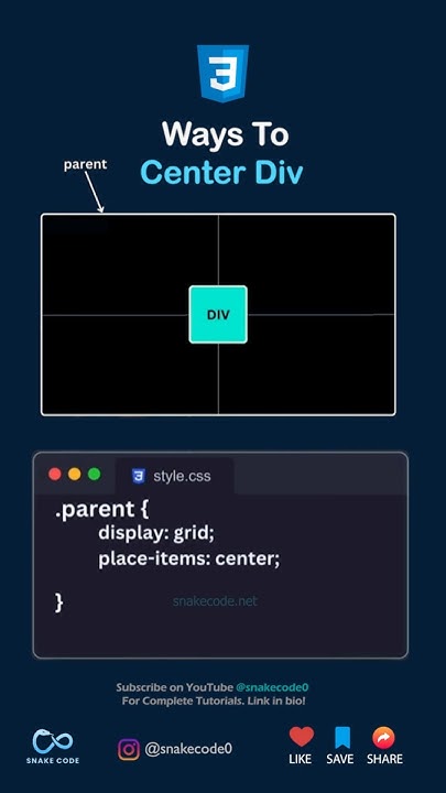 Ways to Center Div #CSSTips #CSSTricks #Animation #CSS - YouTube