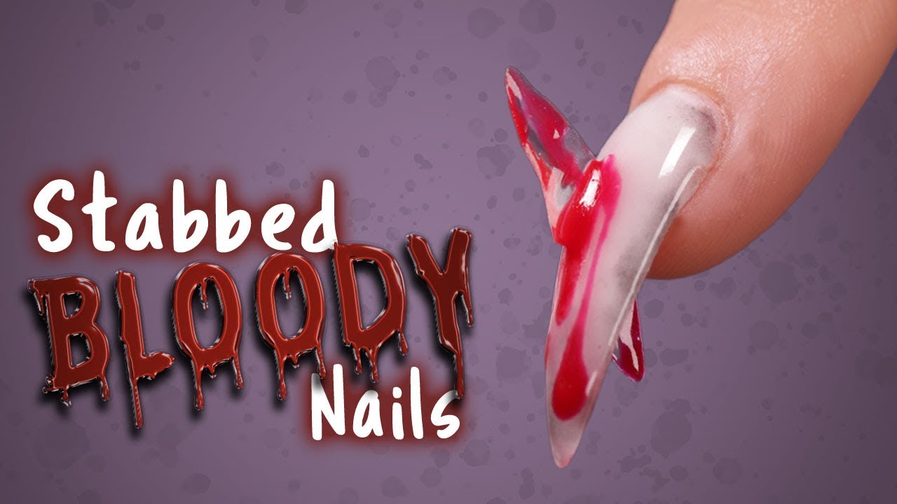 😱Stabbed Bloody Nail💉 - Halloween Nail Tutorial 🎃 - YouTube