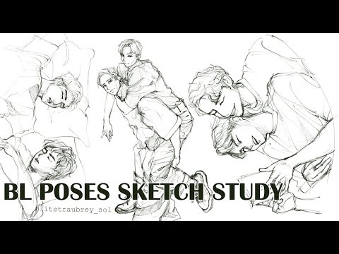 [BL] Poses Sketch Study | Drawing BL couple - YouTube