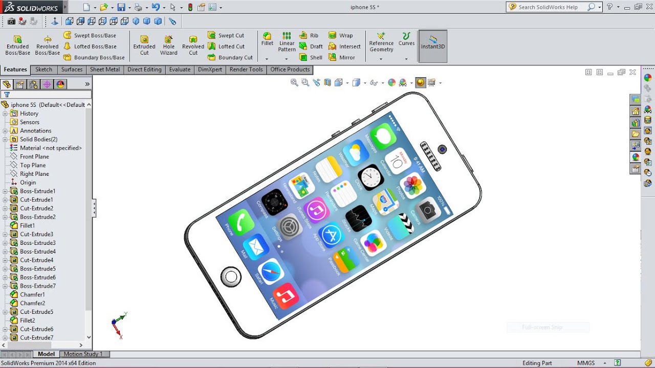 SolidWorks tutorial How to Make IPhone 5S - YouTube
