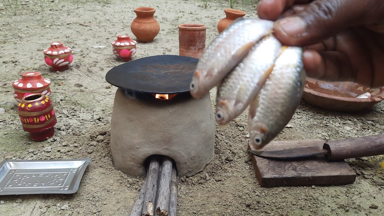 I cooked pond fish in the mini kitchen. - YouTube
