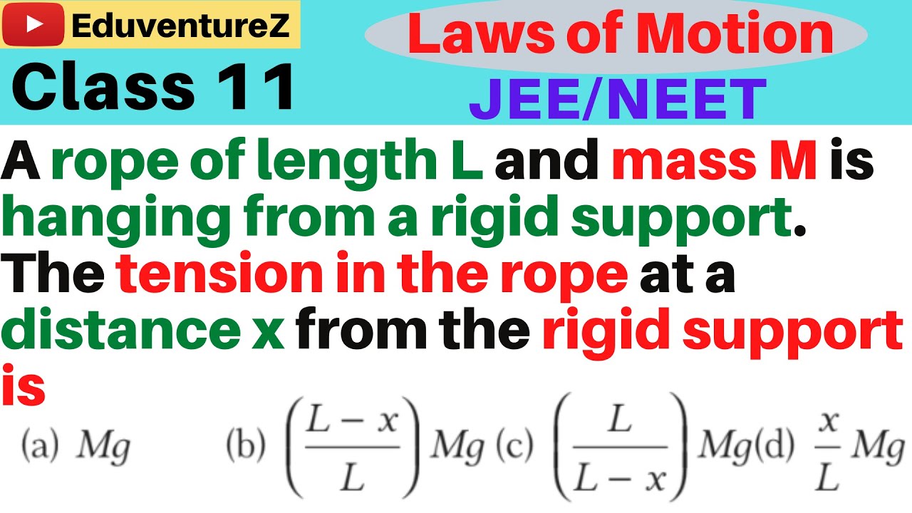 A rope of length L and mass M is hanging from a rigid support. The ...