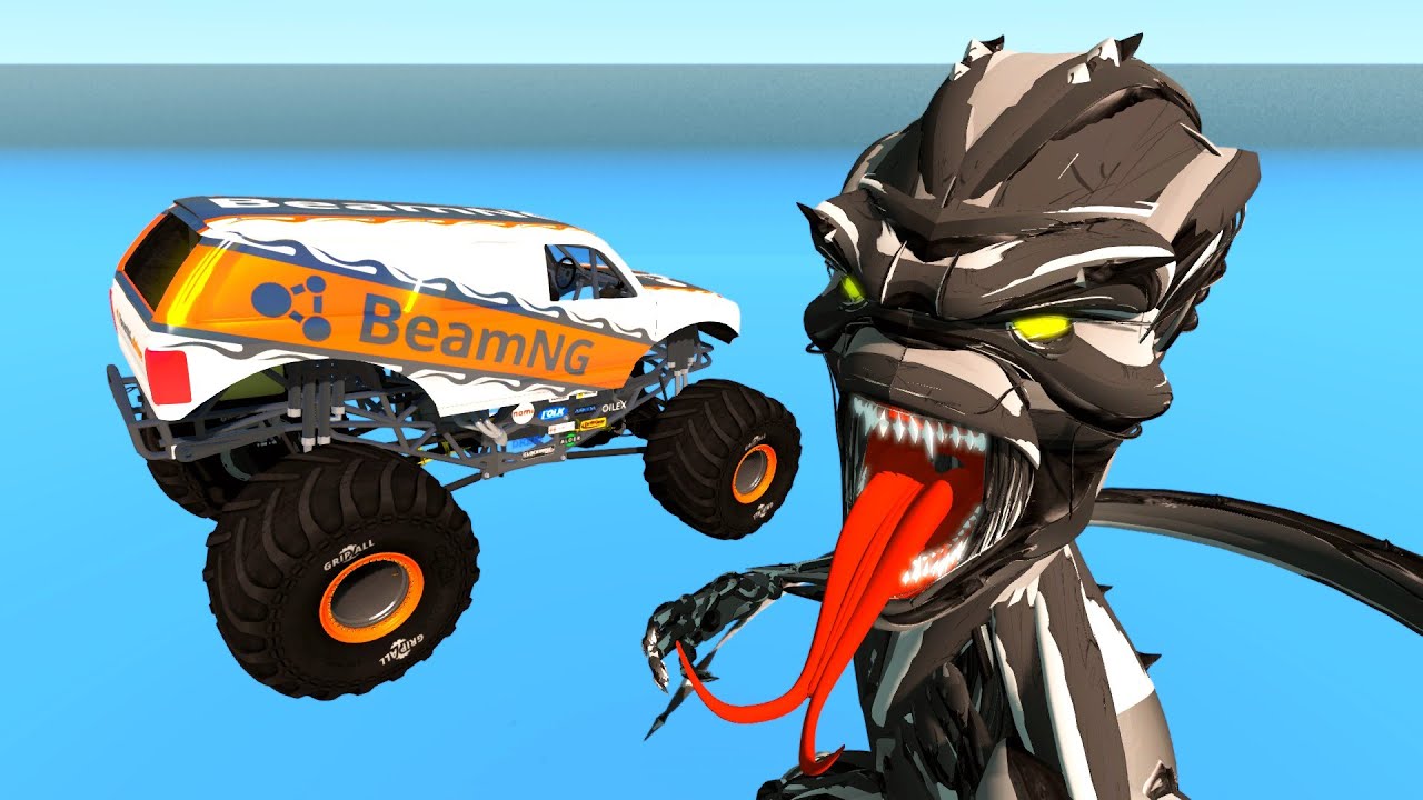 Jumping Machines into the mouth of Giant Alien - BeamNG.Drive - YouTube