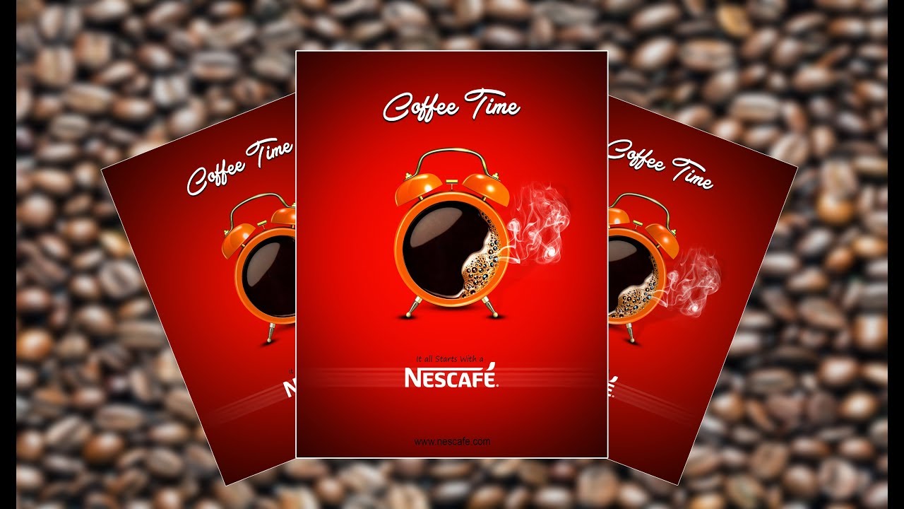 How to make Simple Coffee Flyer Design Idea for beginner Photoshop ...