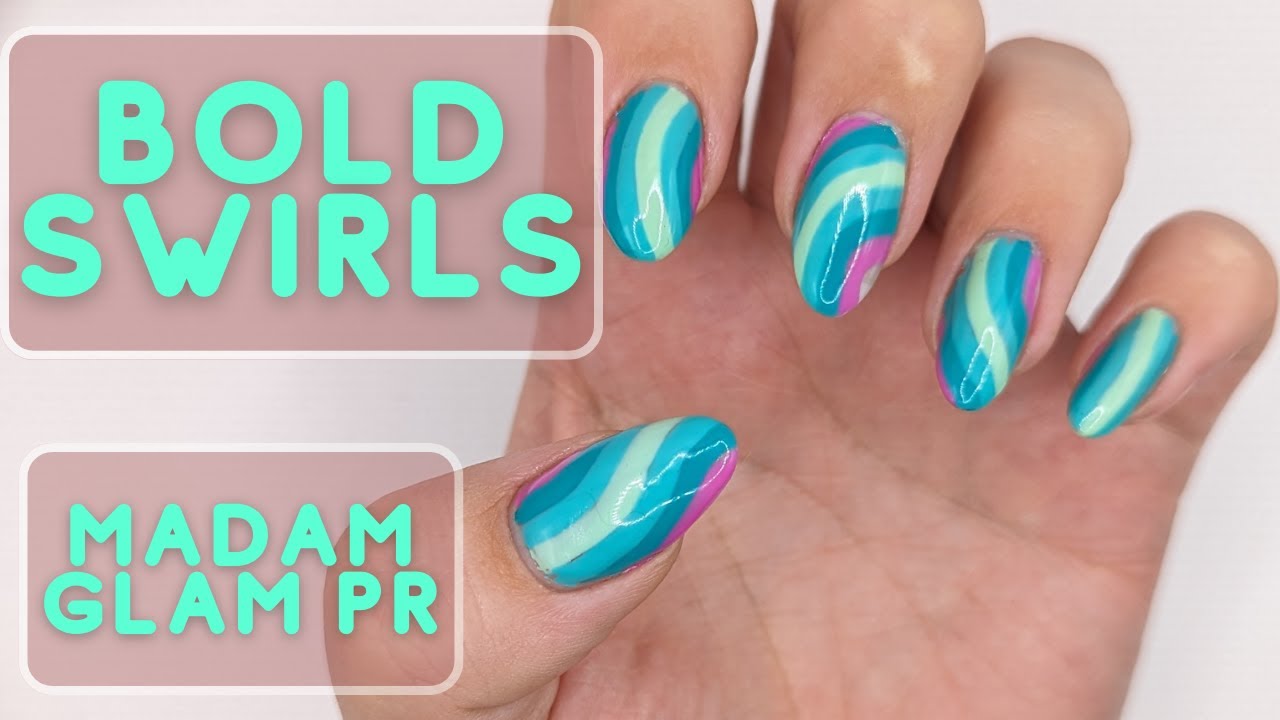 bold swirls with a 90s color palette - madam glam gel polish - my first ...