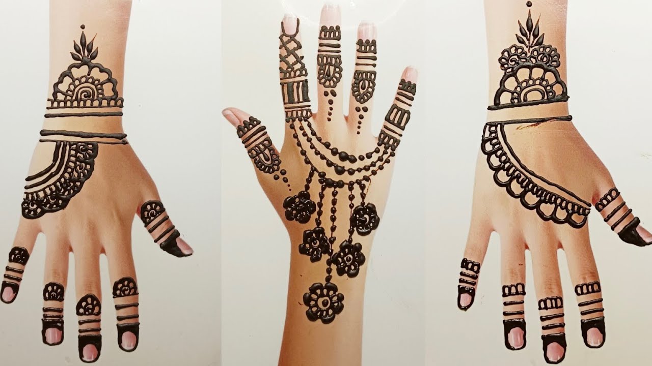 New style 3 different types mehndi designs || new style mehndi ke ...