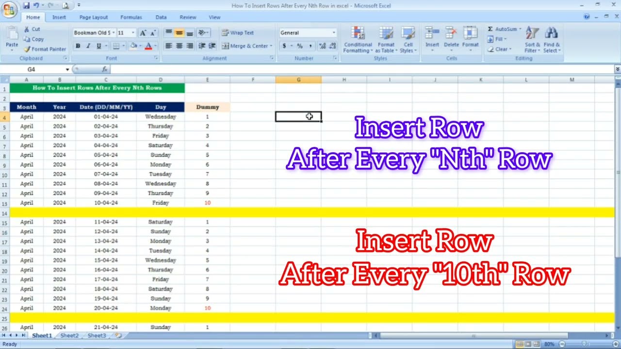 How To Insert Rows After Every Nth Row In Excel YouTube How To Insert Rows After Every Nth Row In Excel YouTube
