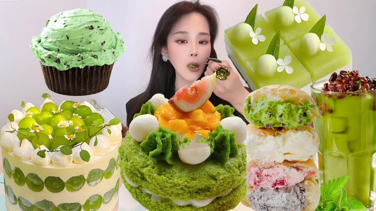 Asmr🍰Eating Matcha Thousand Layer Cake🍰 (Soft And Waxy Sound) 크림丨먹방丨 ...