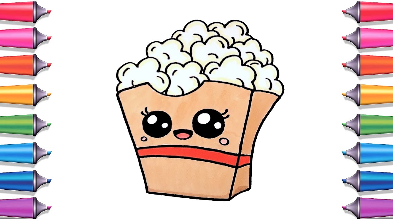 How to draw a cute popcorn step by step - YouTube