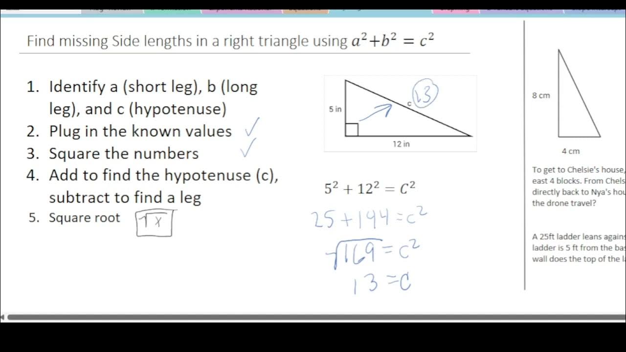 Pythagorean Theorem- Missing side of a right triangle - YouTube