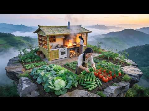 Peaceful Country Life: Harvesting Okra from a Small Garden & cook steamed shrimp stuffed with okra