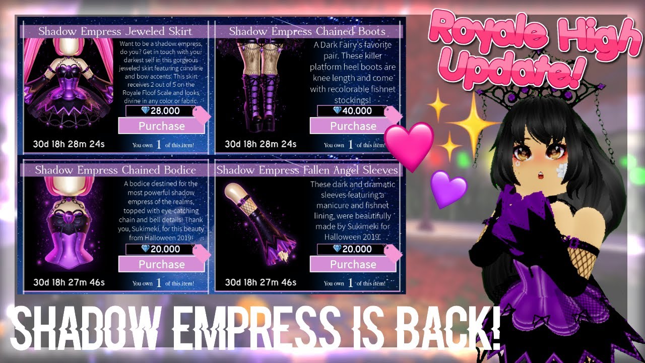Royale High - THE SHADOW EMPRESS SET IS BACK ON SALE!! - YouTube