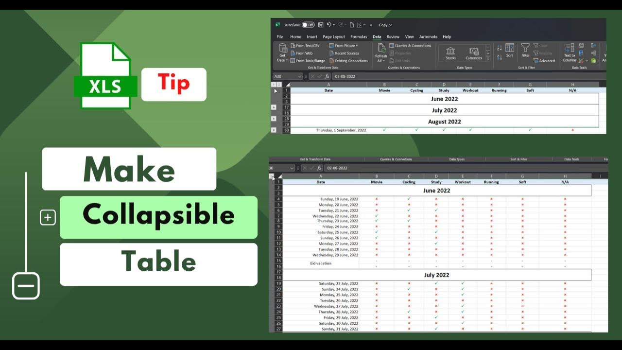 Make collapsable chart in Excel | Excel grouping - YouTube