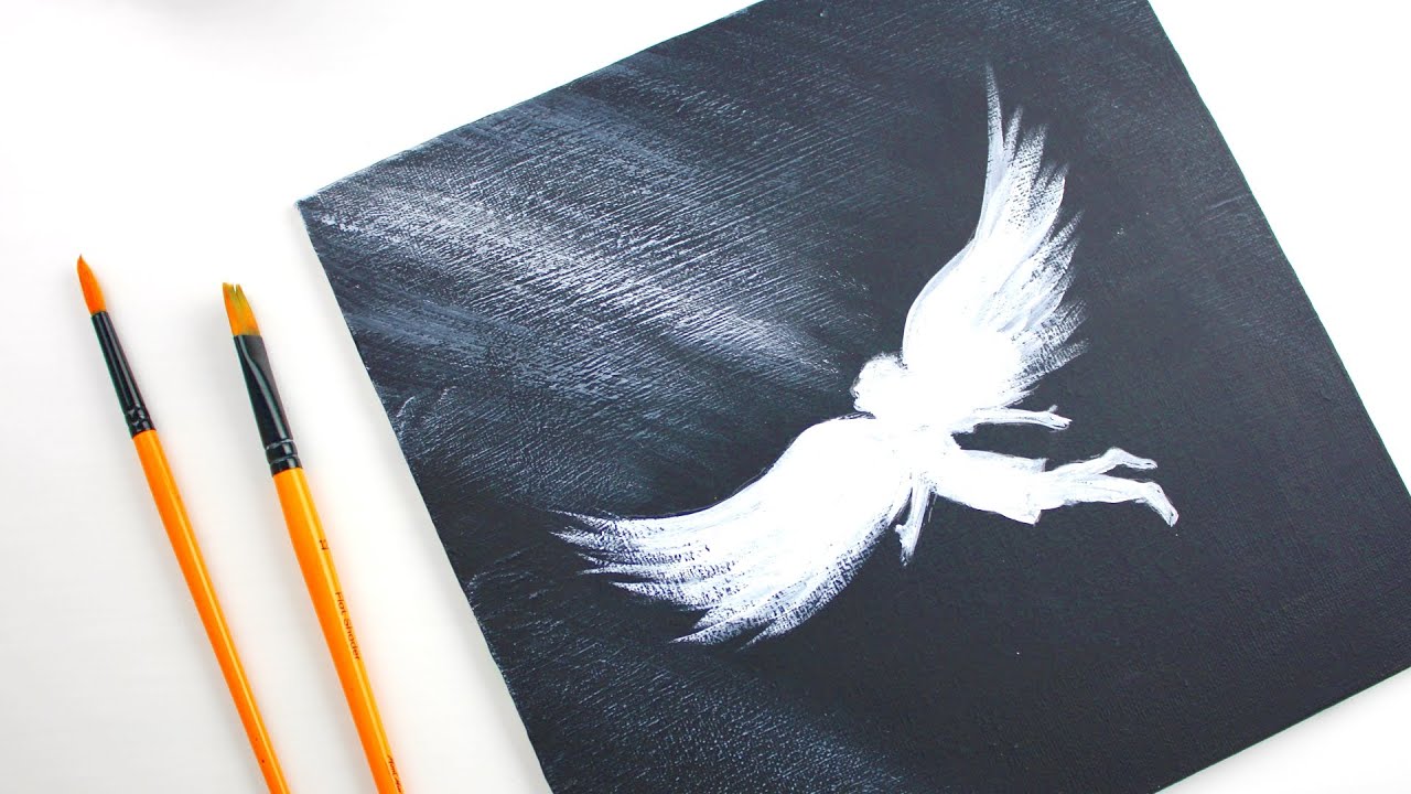Angel Paintings | easy acrylic canvas painting | Daily Art 351 - YouTube