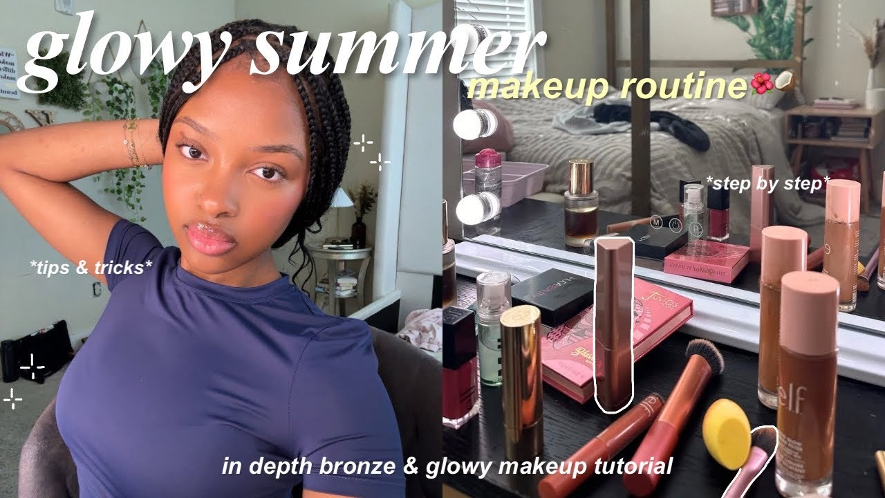 my GLOWY & BRONZED summer makeup routine 🏝️🐚| in depth tutorial, tips ...