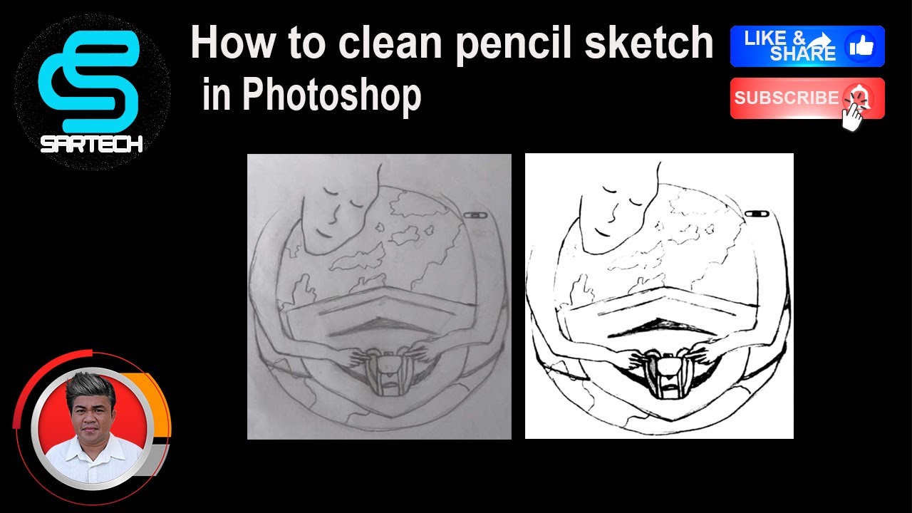 Clean pencil sketch images in photoshop - YouTube