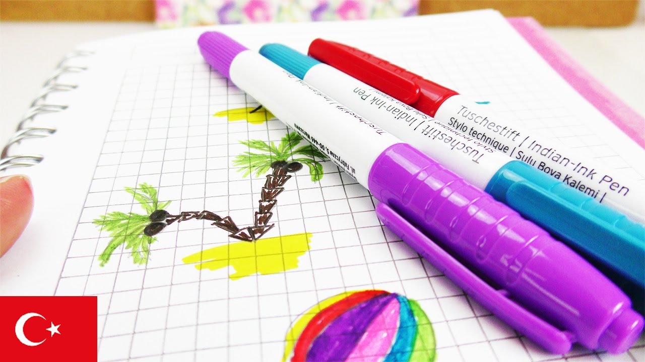 Defter Nasıl Süslenir?📓 - Tatil Resimleri Çiziyoruz🎨 - Kendin Yap ...