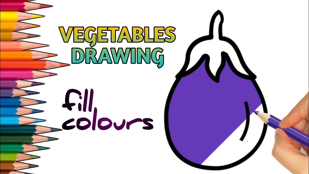 Learn Colour filling with Drawing vegetables | Drawing videos for kids ...