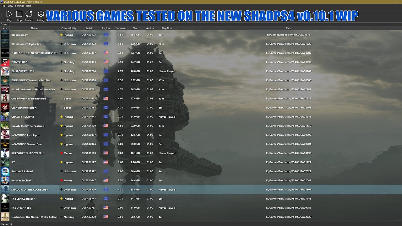 ShadPS4 (PS4 Emulator) ~ Various Games Tested On The New v0.10.1 WIP ...