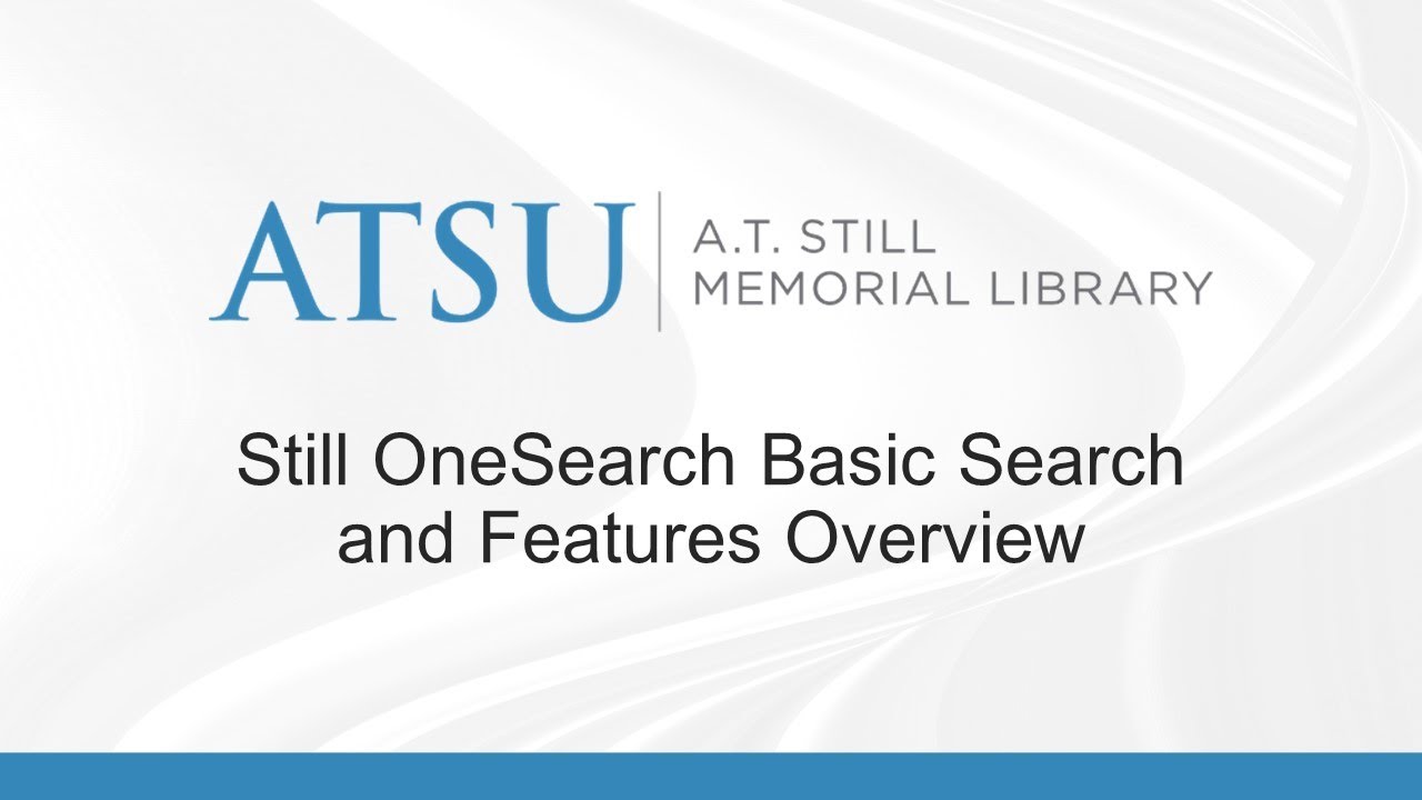 OneSearch Basic Search and Features Overview - YouTube