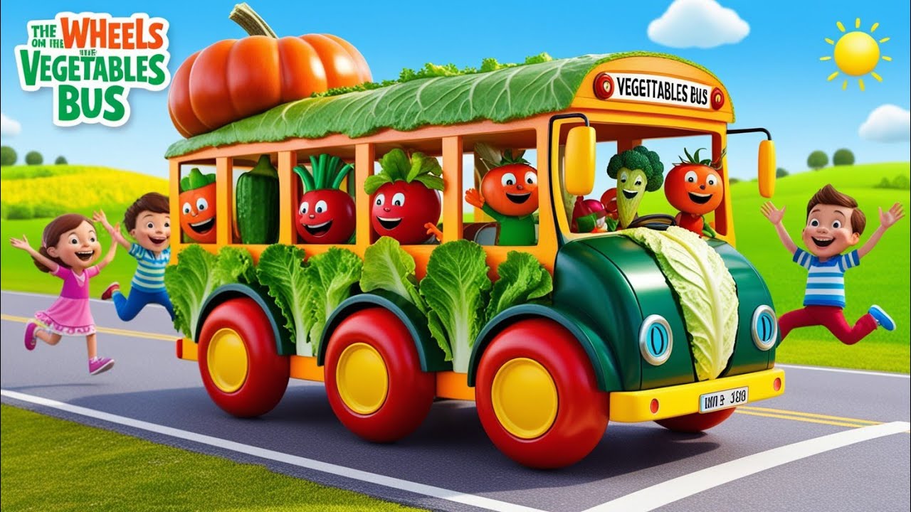 "🚍🎶 Wheels on the Veggie Bus: Fun Nursery Rhymes for Kids! | Sing Along ...
