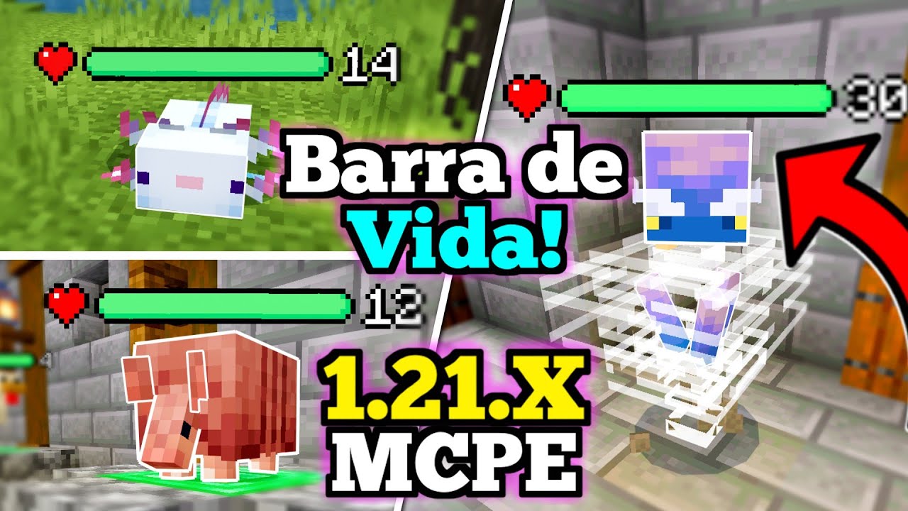 🟡 BARRA de VIDA en MOBS para MCPE 1.21.X | Barra de Vida en Minecraft ...