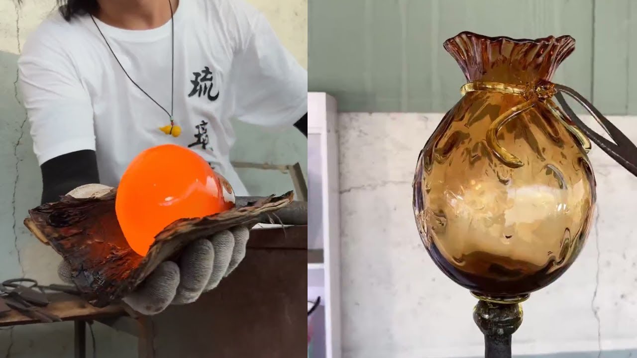 Crafting a Beautiful Glass Magic Bag | Liulige #glass #blowing #liuli # ...