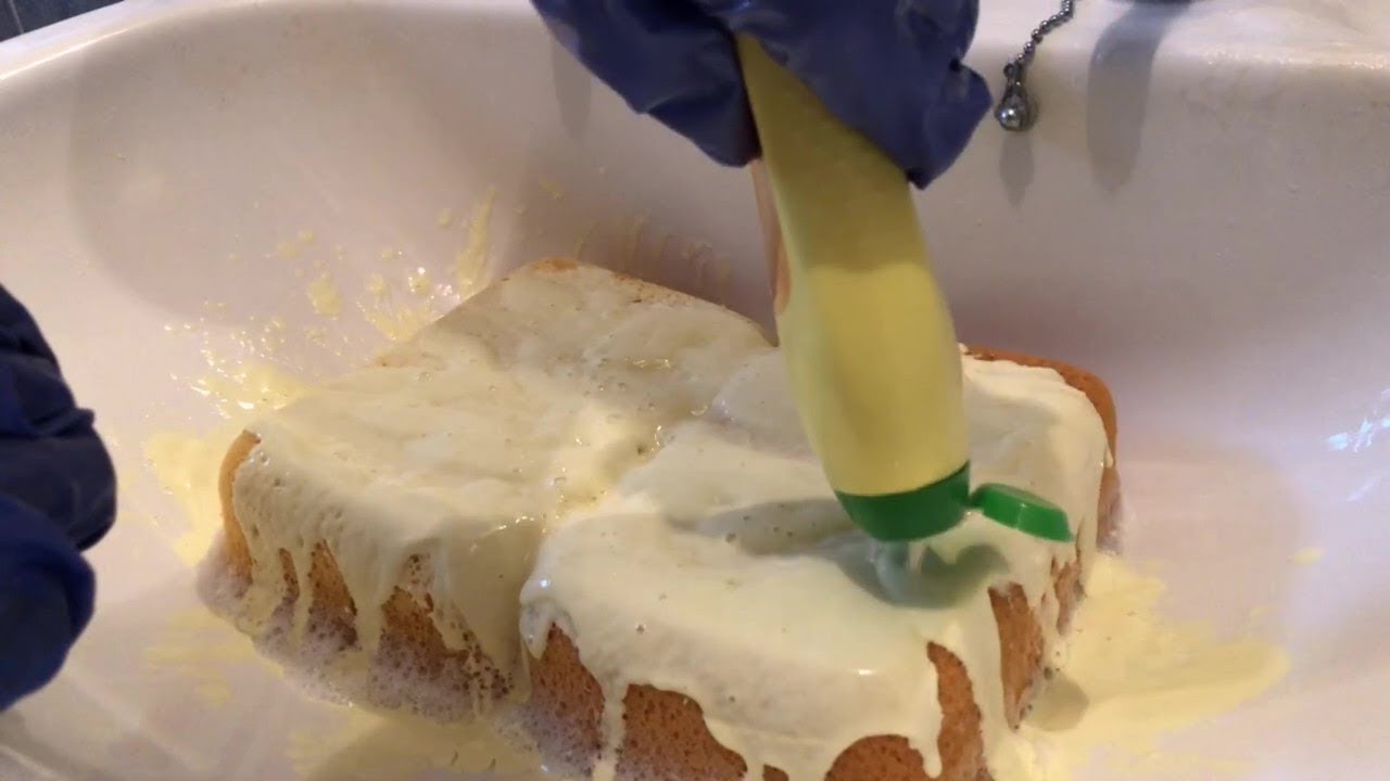 ASMR adding too much cif onto grout sponges! - YouTube