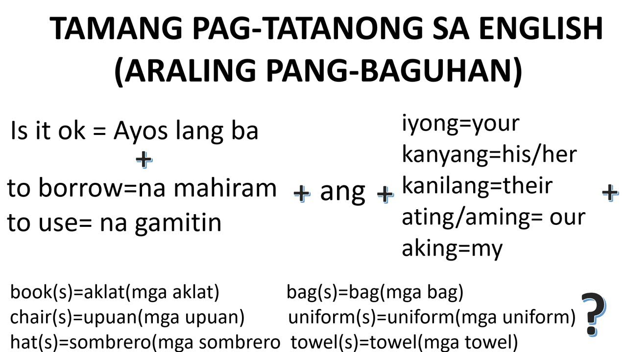 Paano Mag tanong sa English gamit ang Ayos lang ba - YouTube